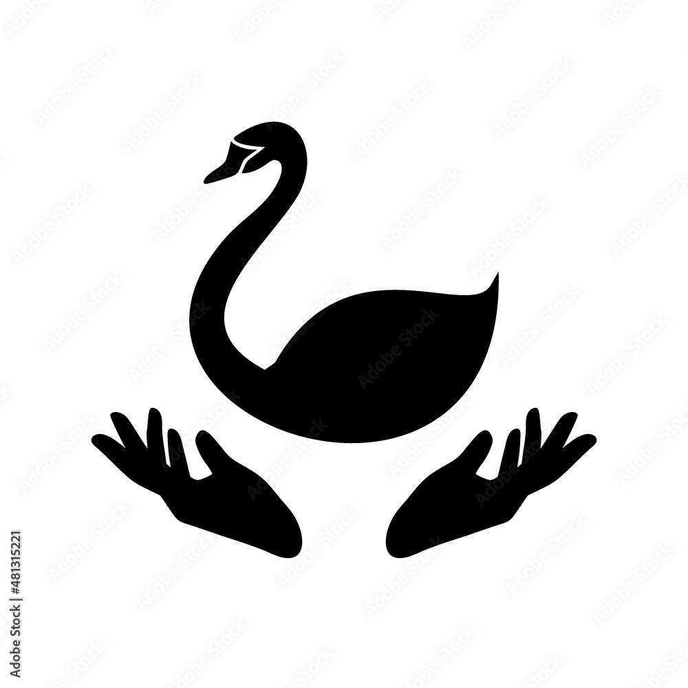 Hands Swan logo design isolated on white background Stock Vector ...