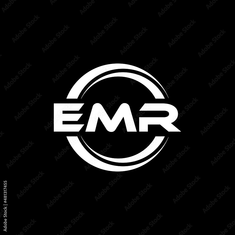 EMR letter logo design with black background in illustrator, vector ...