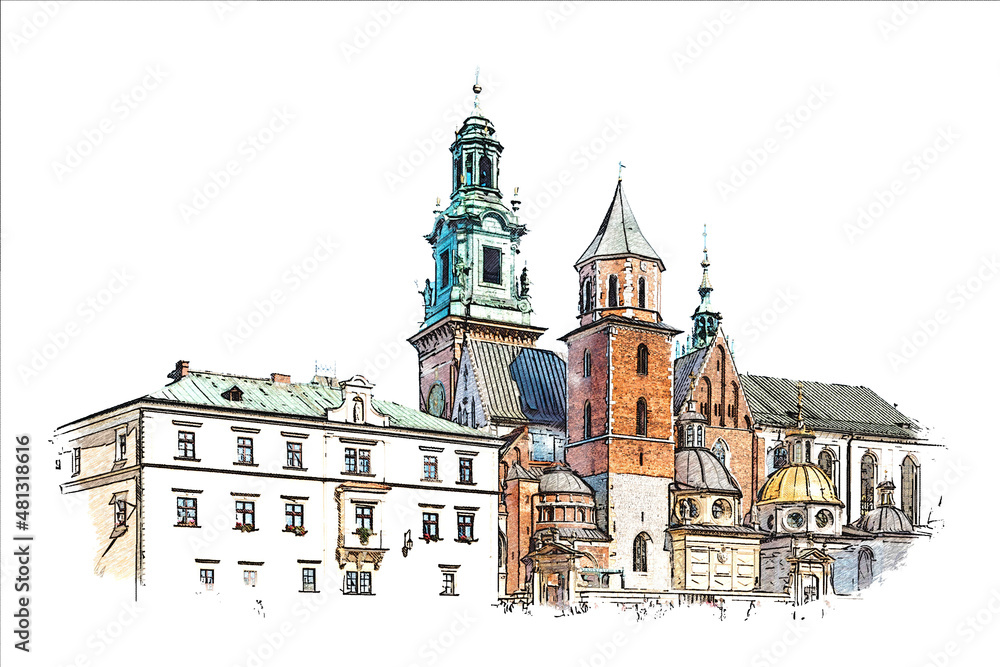 Wawel Royal Castle complex in Krakow, Poland, the most historically and ...