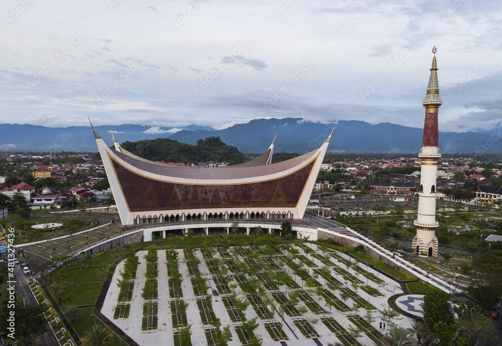 The Great Mosque of West Sumatera from the top, the biggest mosque in ...