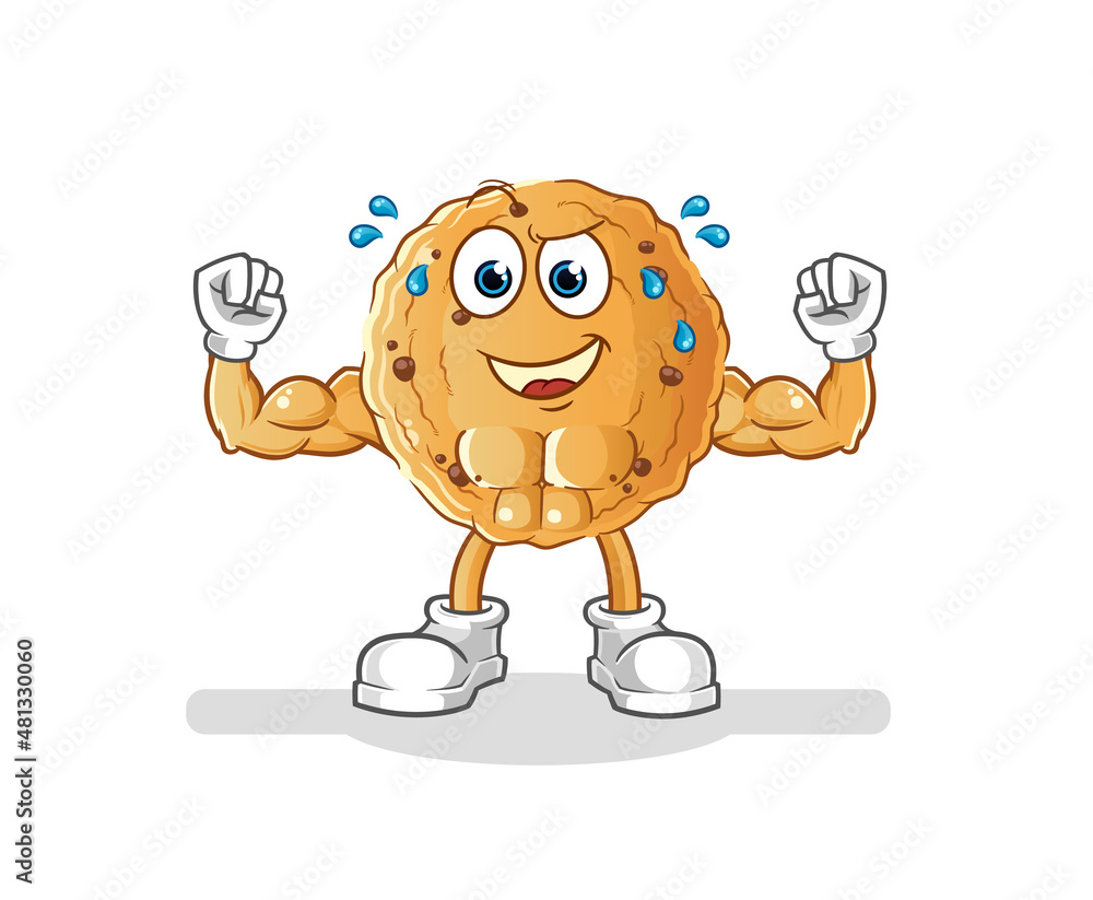 cookie muscular cartoon. cartoon mascot vector Stock Vector | Adobe Stock