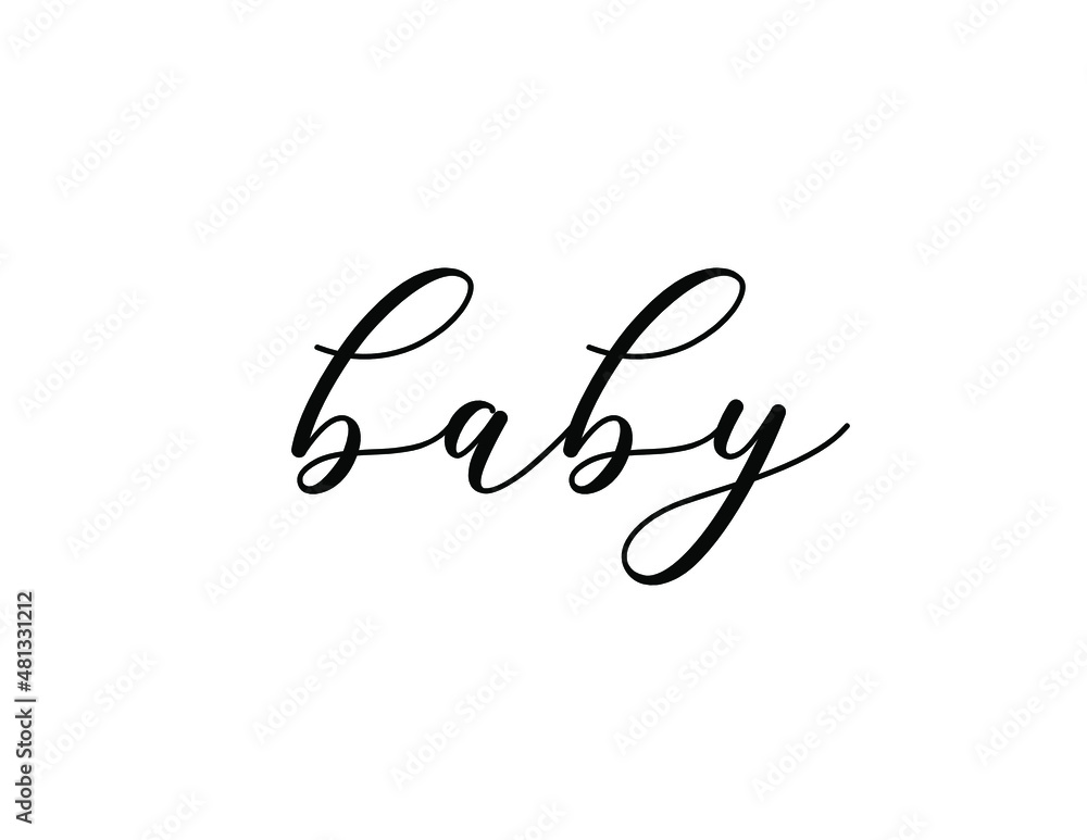 Vector isolated word Baby with a capital letter in a beautiful cursive ...