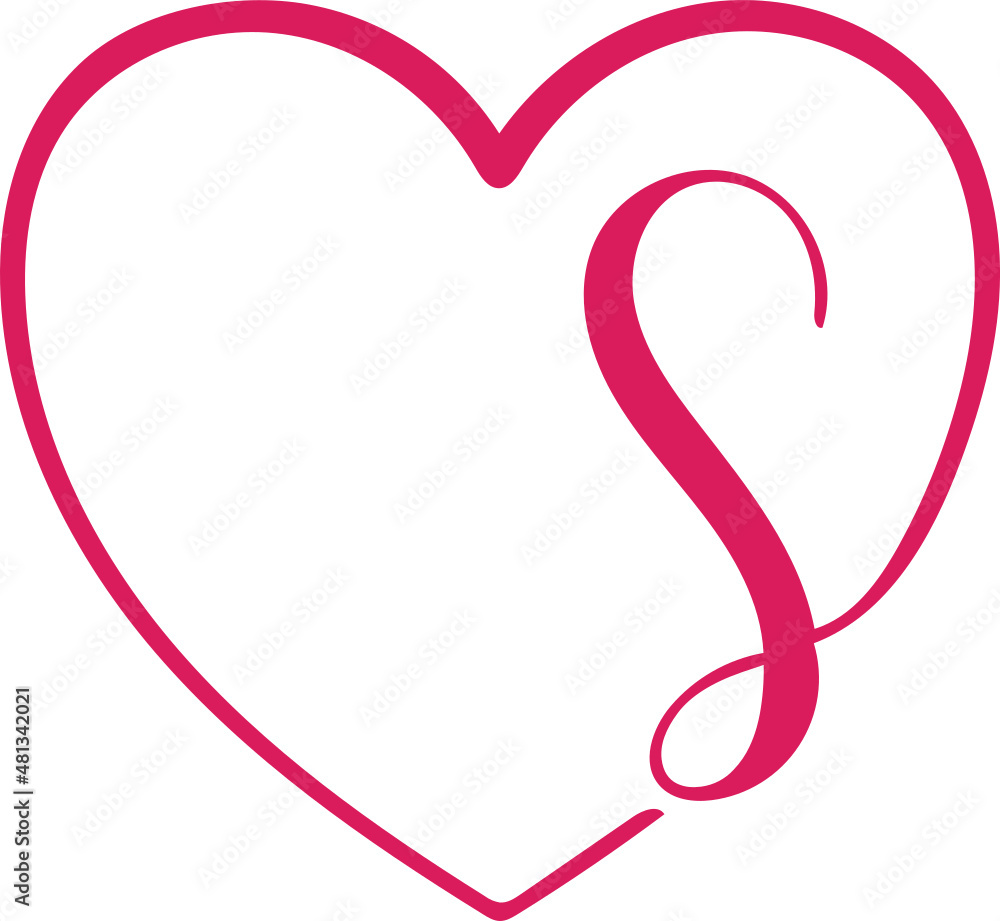 monogram letter S with heart, hand drawing, heart sign Stock Vector ...