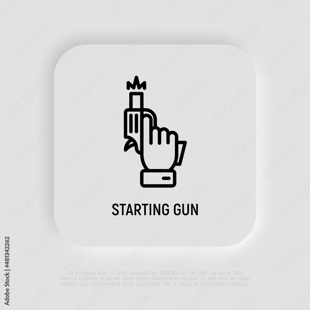 Starting gun: pistol in hand shots. Modern vector illustration of sport ...