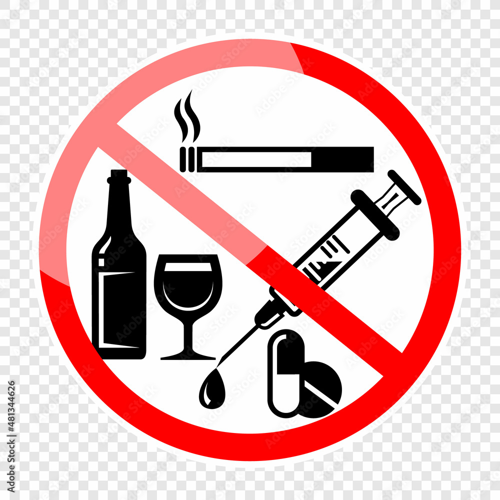 No Smoking, Alcohol and Drugs Stock Vector | Adobe Stock