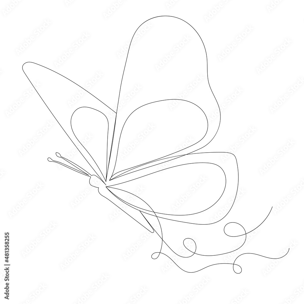 flying butterfly continuous line drawing Stock Vector | Adobe Stock