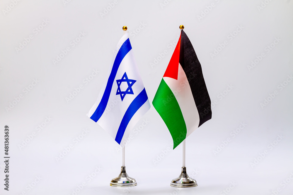 State flags of Israel and Palestine on a light background. State flags ...