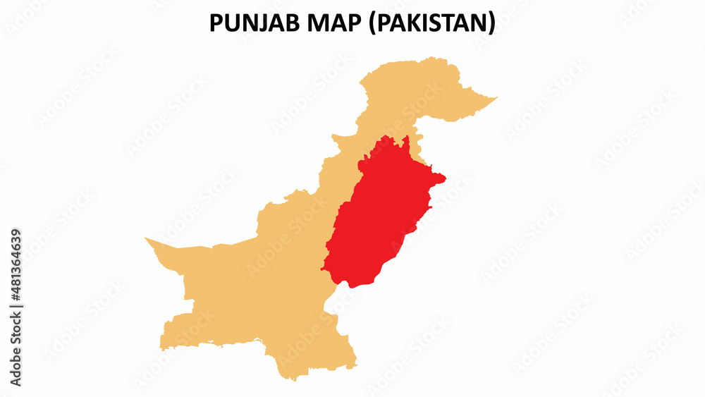 Punjab map highlighted on Pakistan map. Punjab map on Pakistan. Stock ...