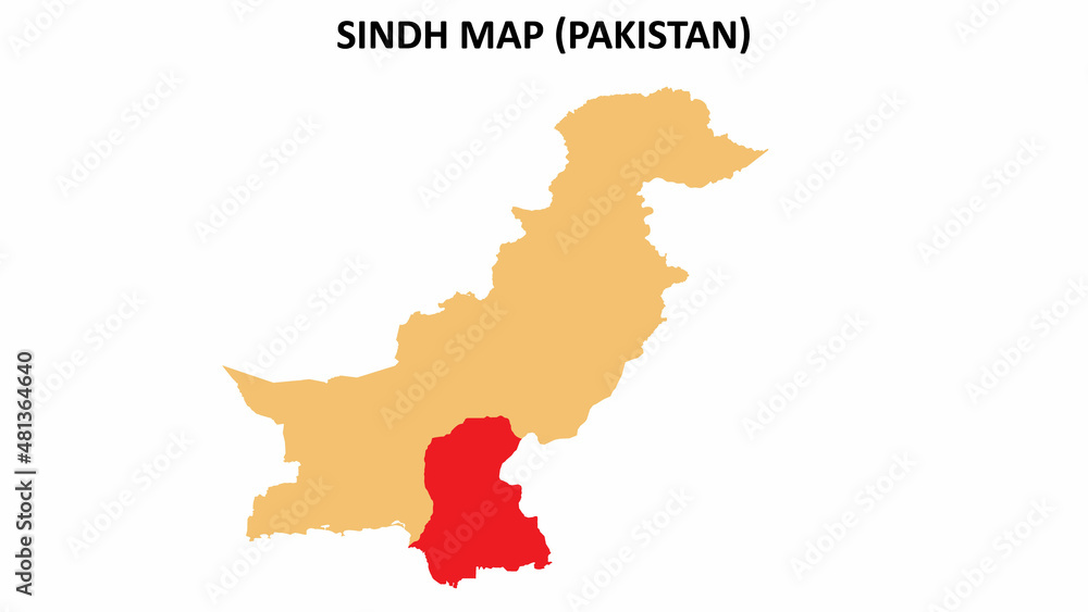 Sindh map highlighted on Pakistan map. Sindh map on Pakistan. Stock ...