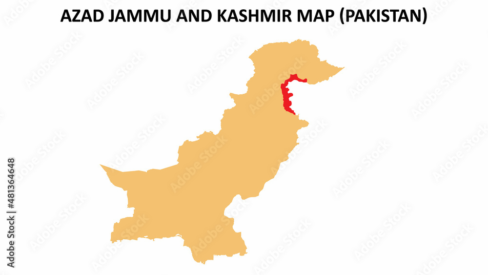 Azad Jammu and Kashmir map highlighted on Pakistan map. Azad Jammu and ...