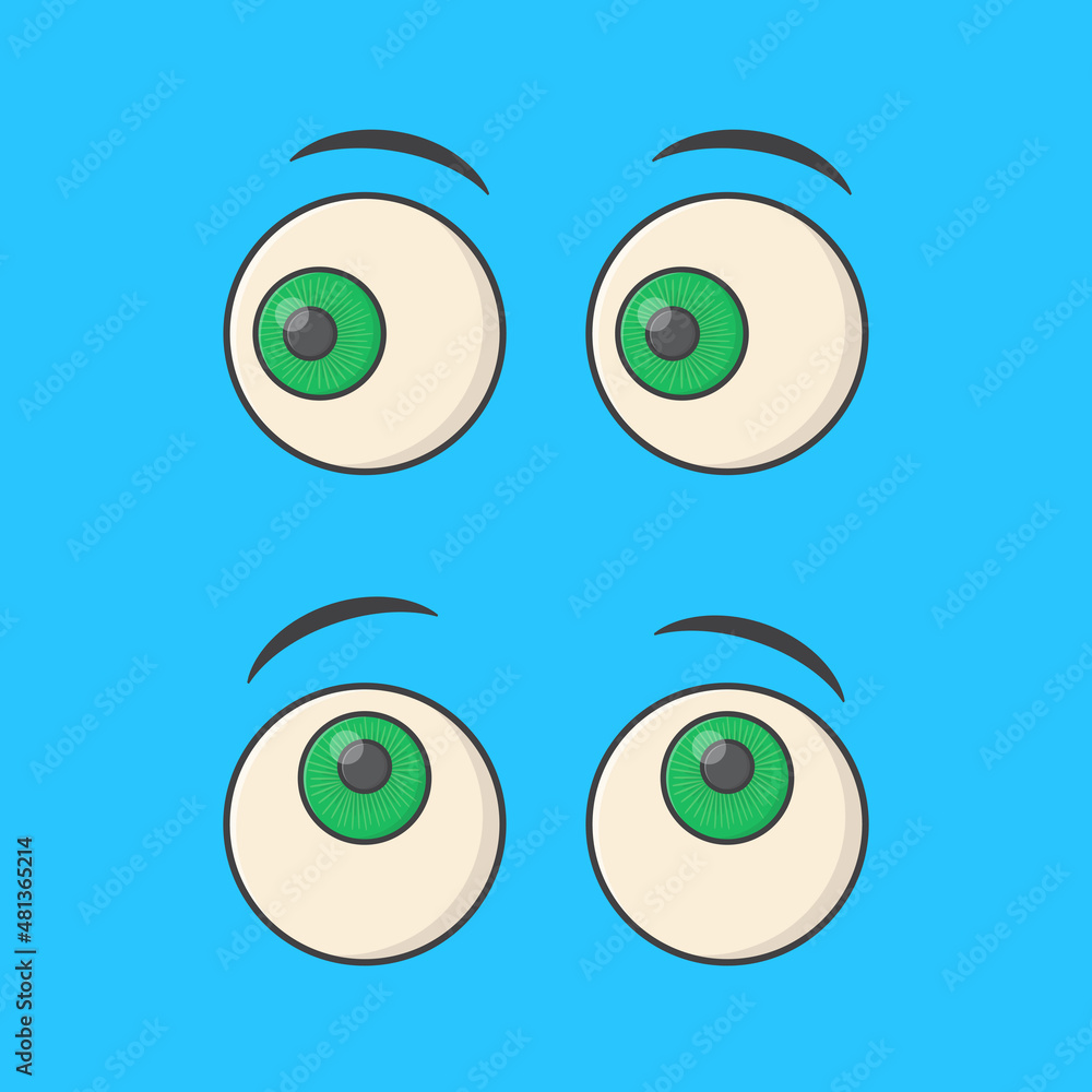 Set Of Cartoon Eyes Vector Icon Illustration. Look Emoji Eye Emoticon ...