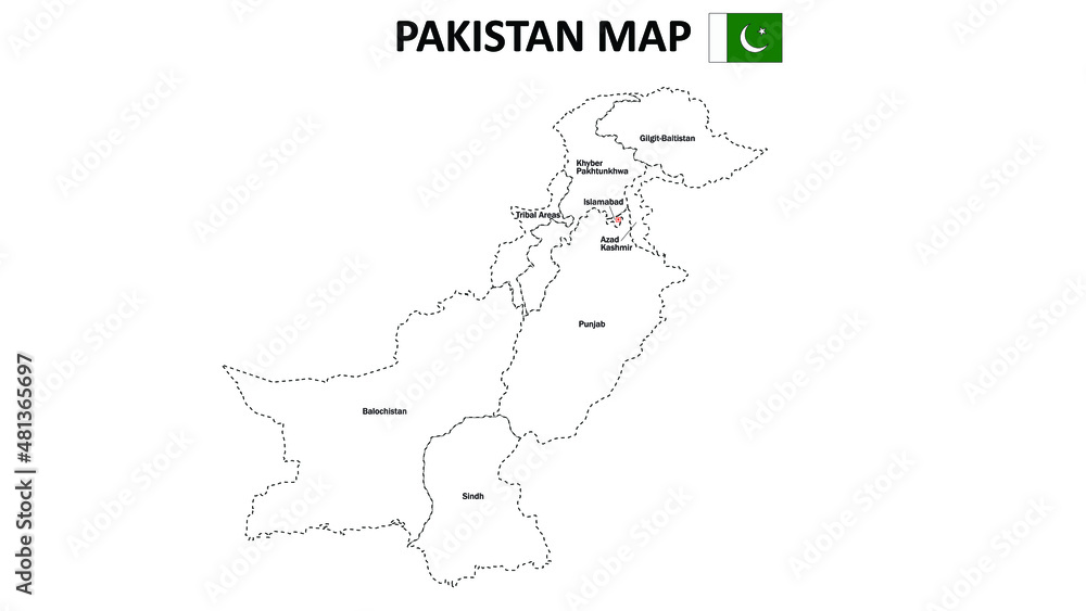 Pakistan Map. Pakistan Map with white background and all states names ...