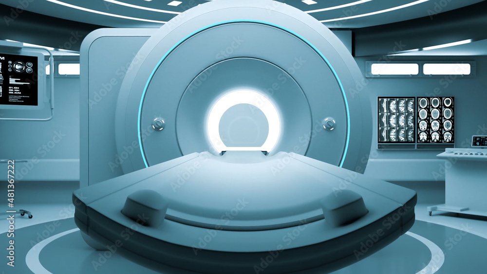 Photo & Art Print Zooming into magnetic resonance imaging (MRI) machine ...
