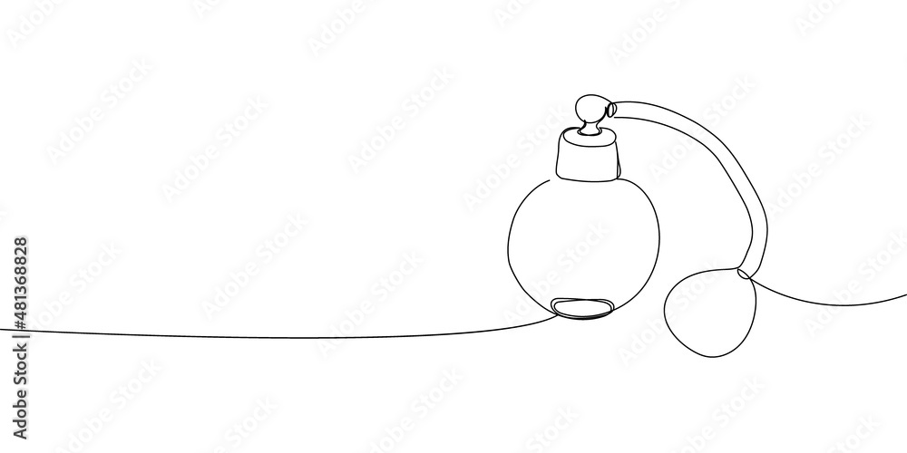 Vintage perfume spray bottle continuous line drawing. One line art of ...