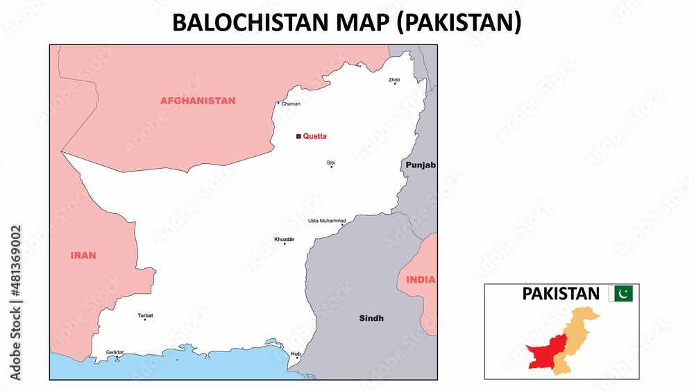 Balochistan map. Political map of Balochistan. Balochistan Map of ...