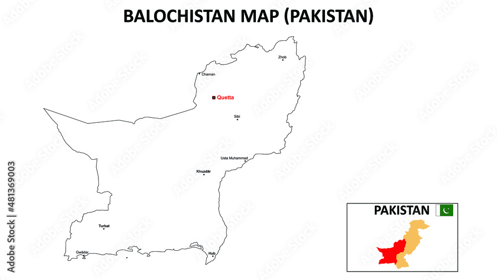 Balochistan Map. Balochistan Map of Pakistan with color background and ...