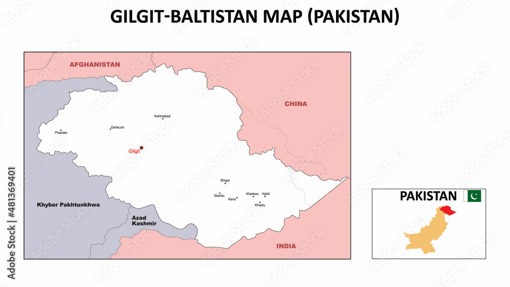 Gilgit Baltistan map. Political map of Gilgit Baltistan. Gilgit ...
