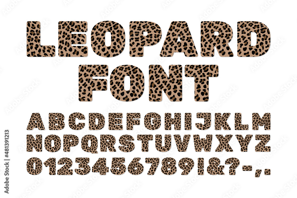 Leopard letters and numbers Leopard spots font Wild animal alphabet ...