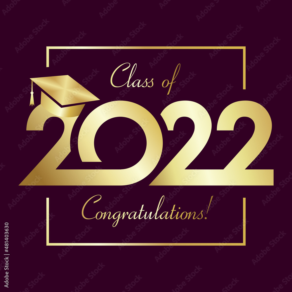 Class of 2022 year graduation square greetings. Class off creative idea ...