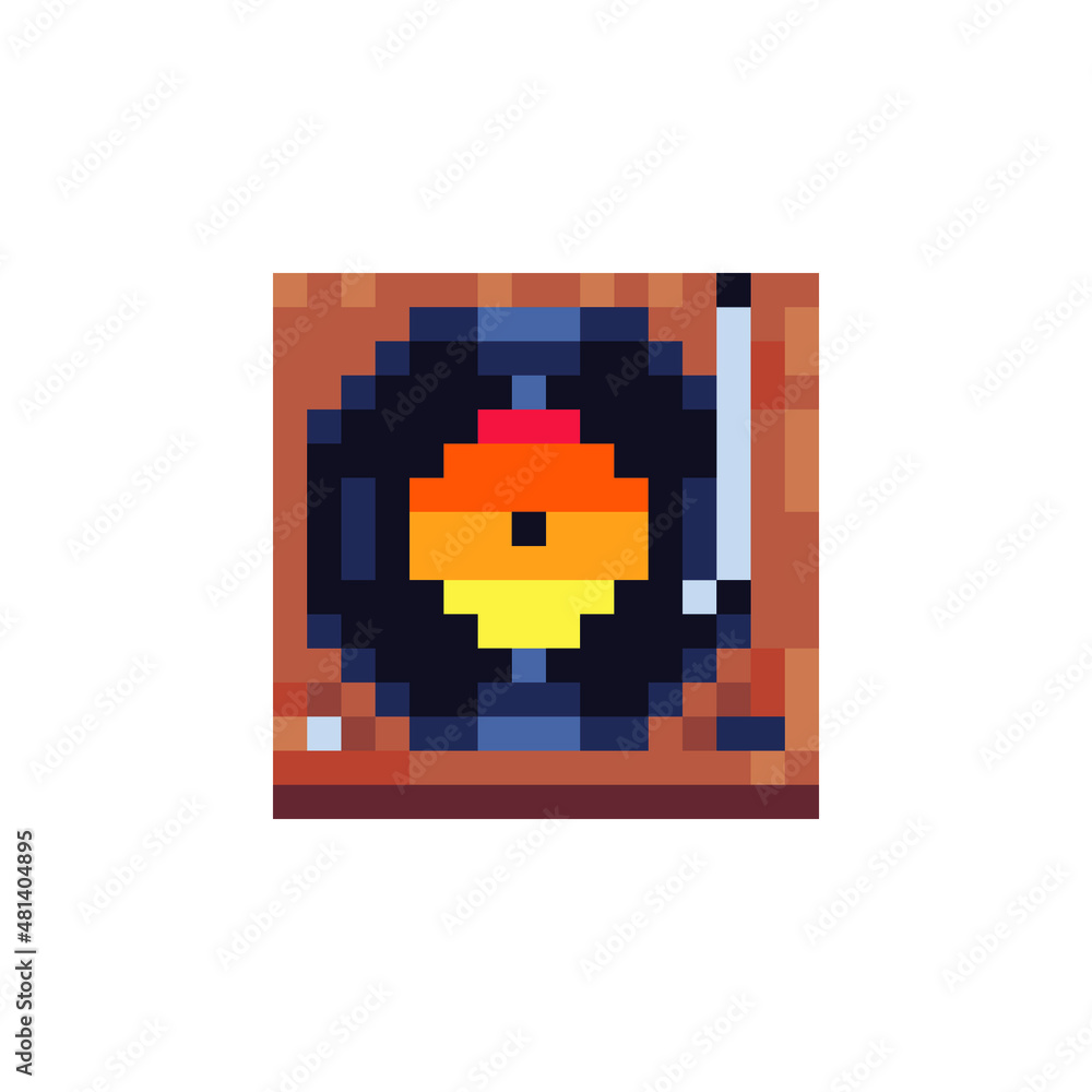 Retro vinyl record player, pixel art icon, design for logo game ...