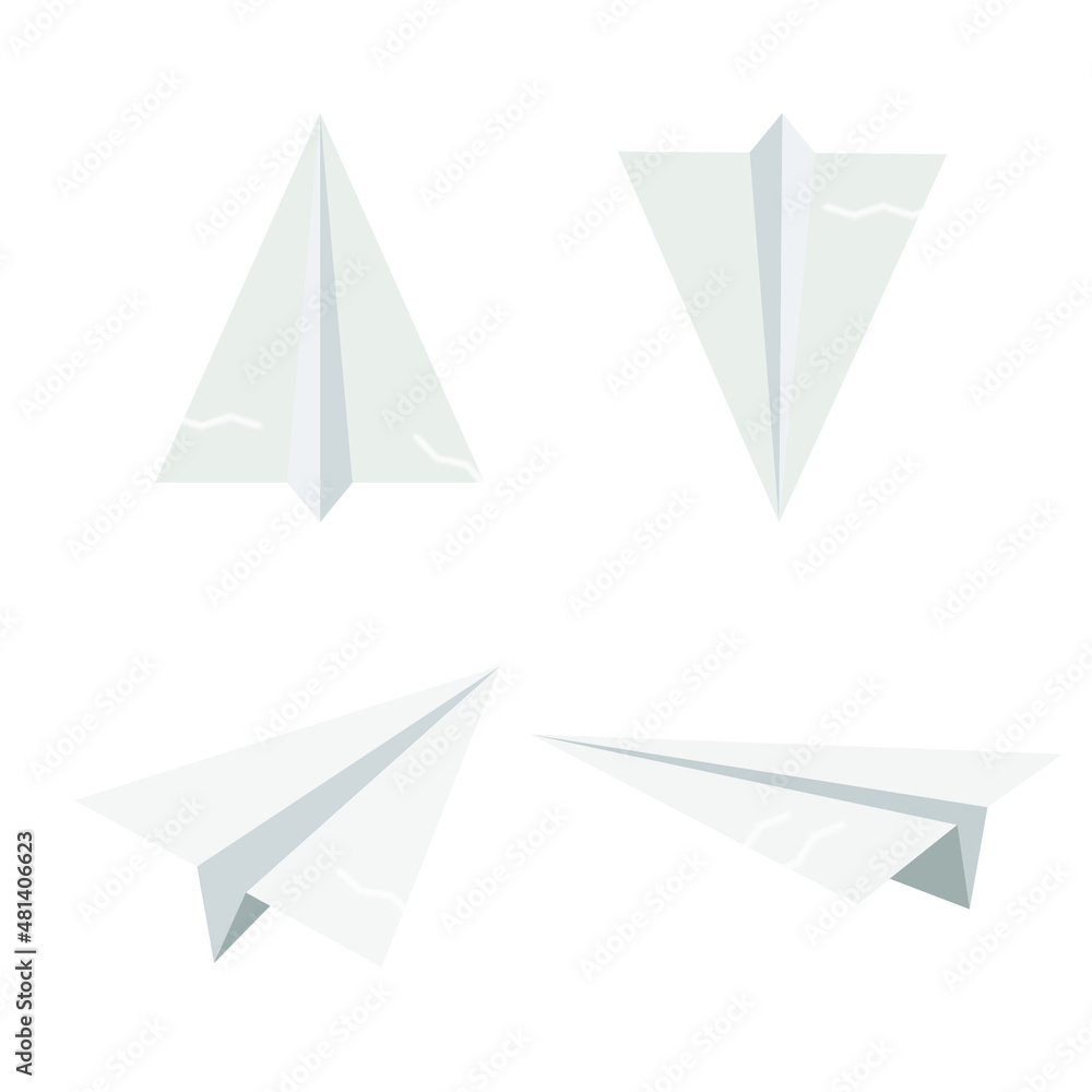 Realistic 3D model of an airplane model. Paper airplane, on a white ...