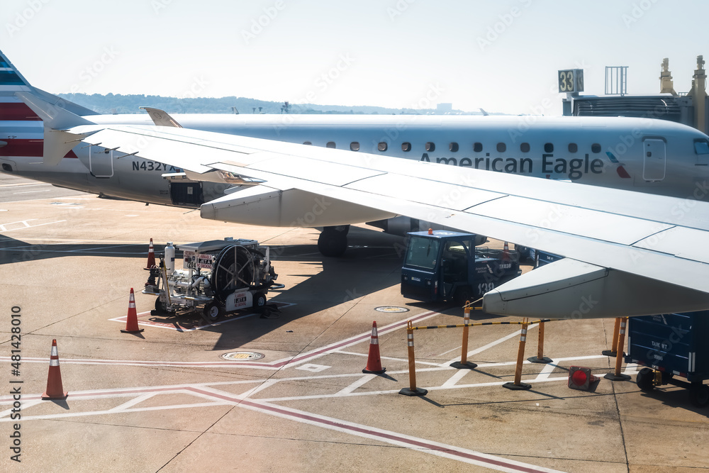 Washington DC, USA - August 25, 2021: American Airlines Eagle domestic ...