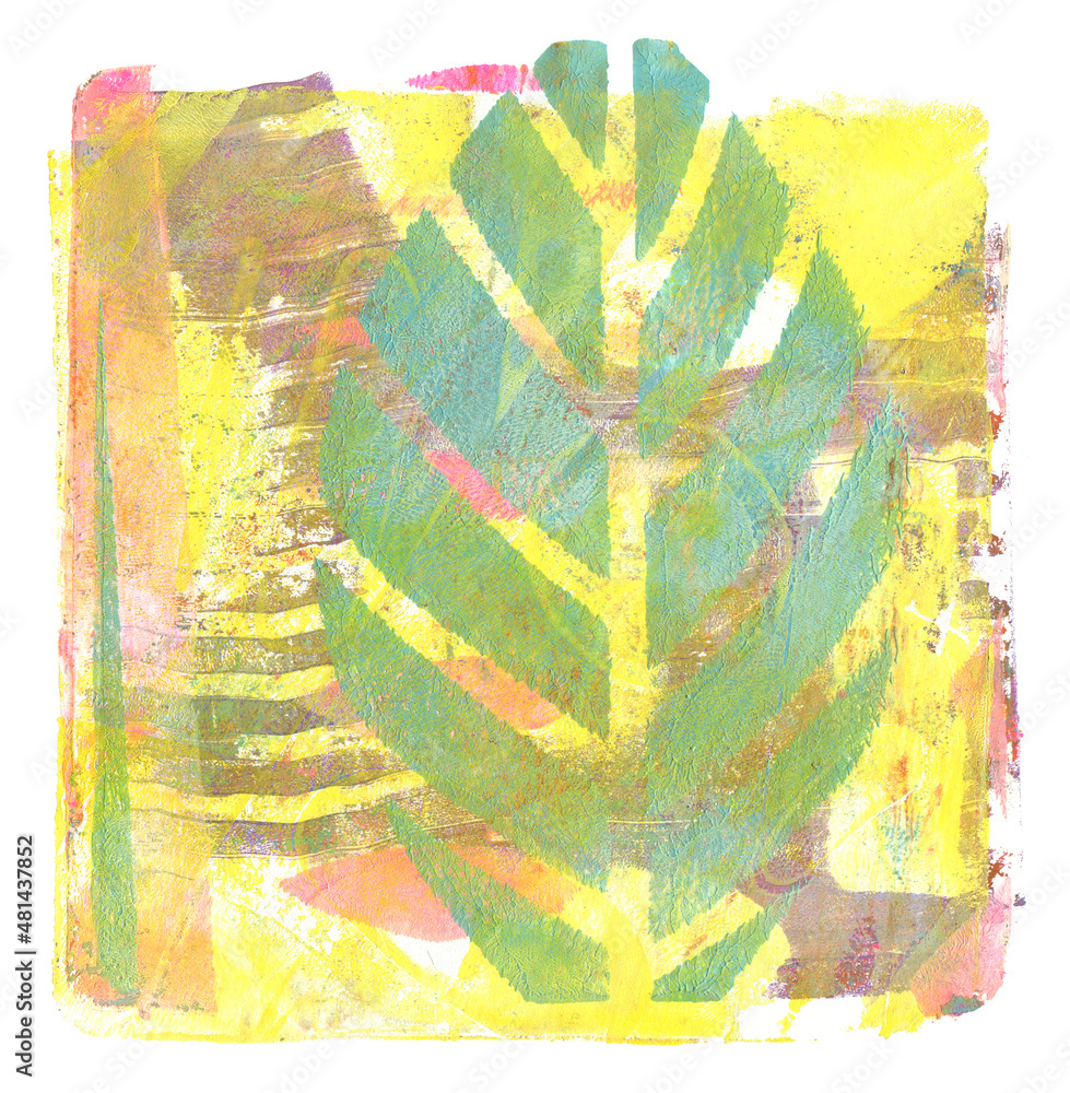 Art Abstract color acrylic and watercolor square monotype smear ...