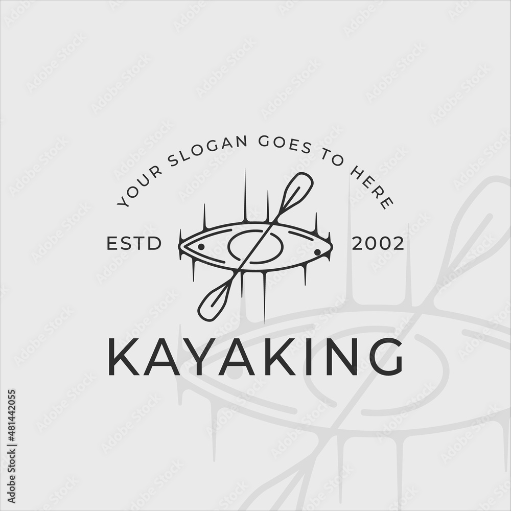 canoe or kayak logo line art simple minimalist vector illustration ...