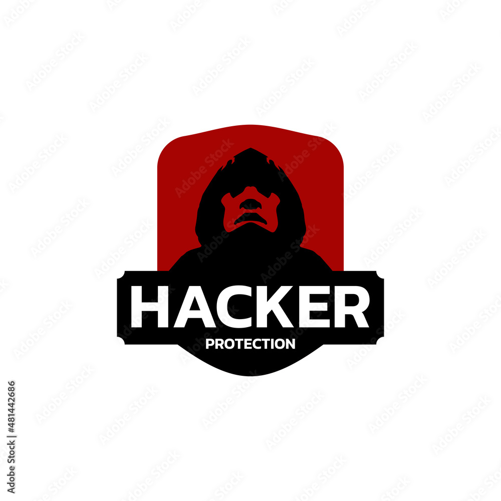 hacker protection logo. mysterious person silhouette design. technology ...