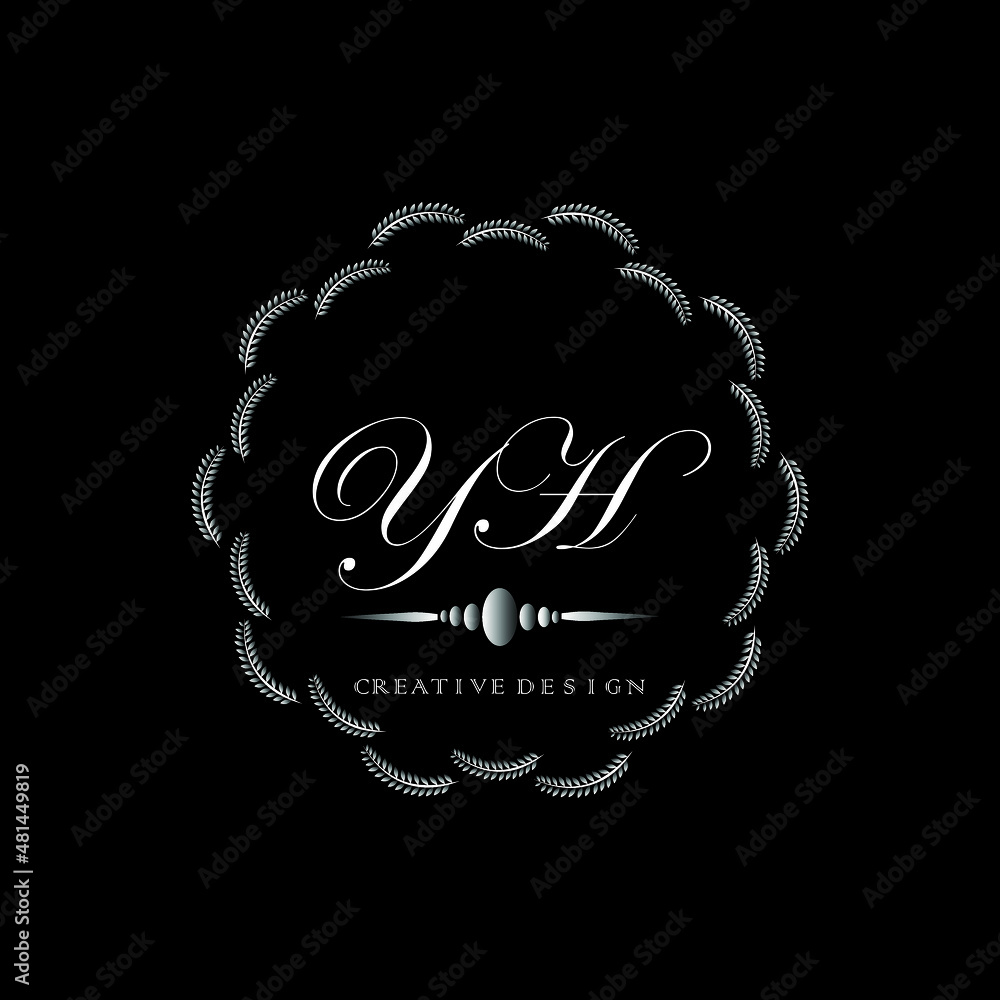Yh Y H Letter Logo Yh Y H Calligraphy Letter Design Yh Creative Letter Logo Design With Black