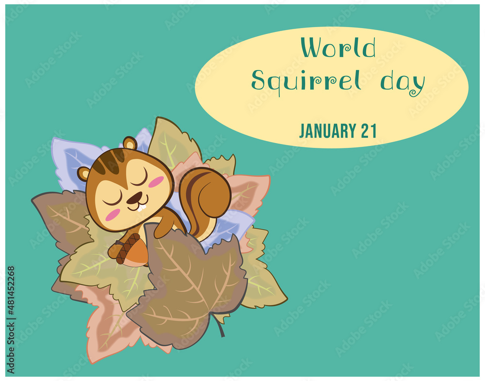 Happy squirrel day on January 21 with a cute squirrel sleeping in the ...