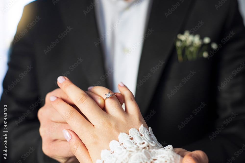 Couple wearing wedding ring at wedding day of them. Stock Photo | Adobe ...