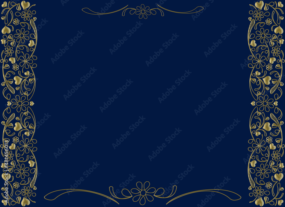 Royal blue background with gold ornament and frame Stock Illustration ...