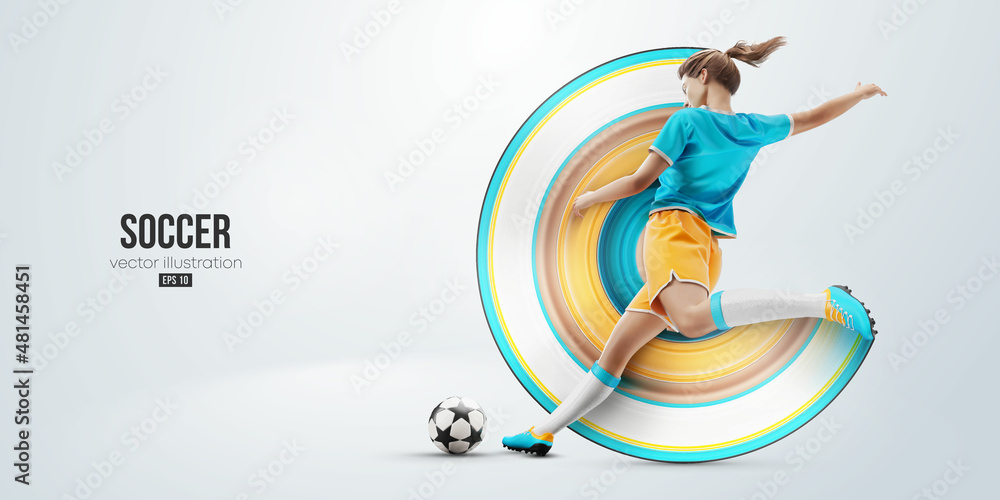 football soccer player woman in action isolated white background ...