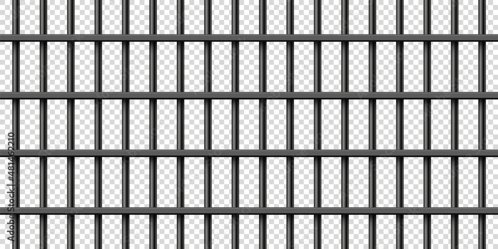 Black realistic metal prison bars. Detailed jail cage, prison iron ...