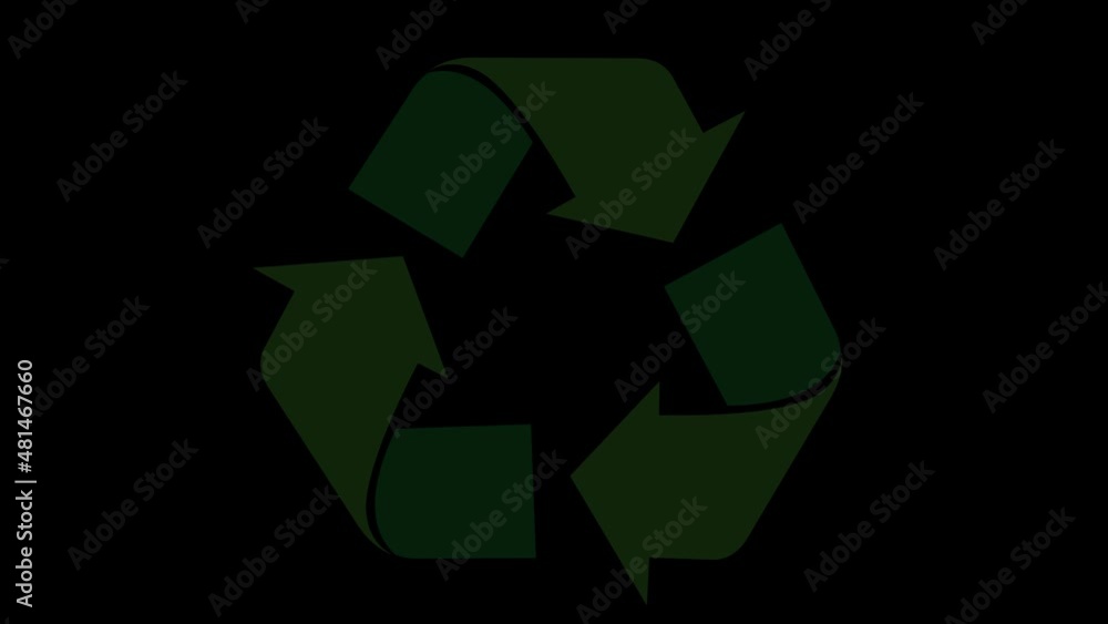 Loop animation of the green recycling logo or symbol, on a transparent ...