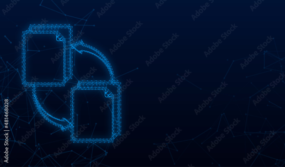 Plexus icon with file exchange. Flat digital vector illustration. Cloud ...