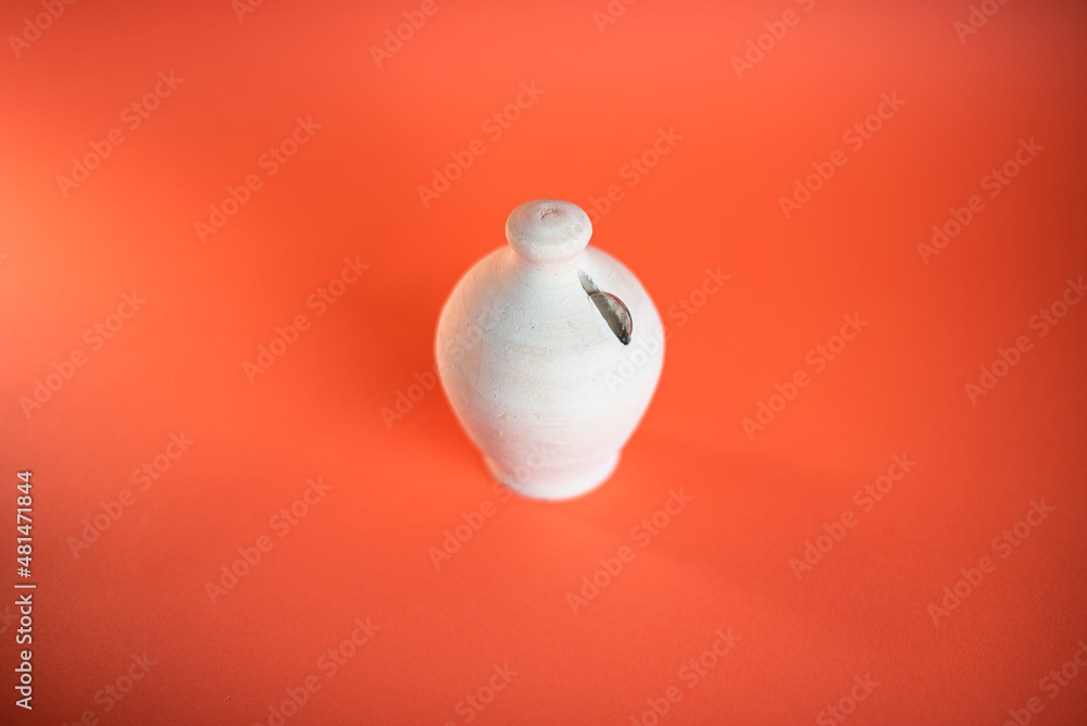 Breaking a clay money box with a steel hammer. Clay money box. Stock ...