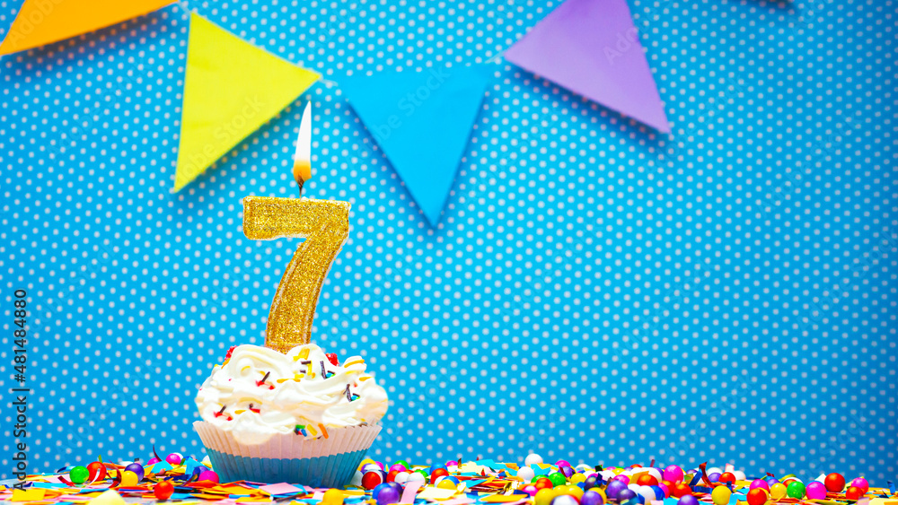 Postcard with the number 7 for any holiday or anniversary. Happy ...