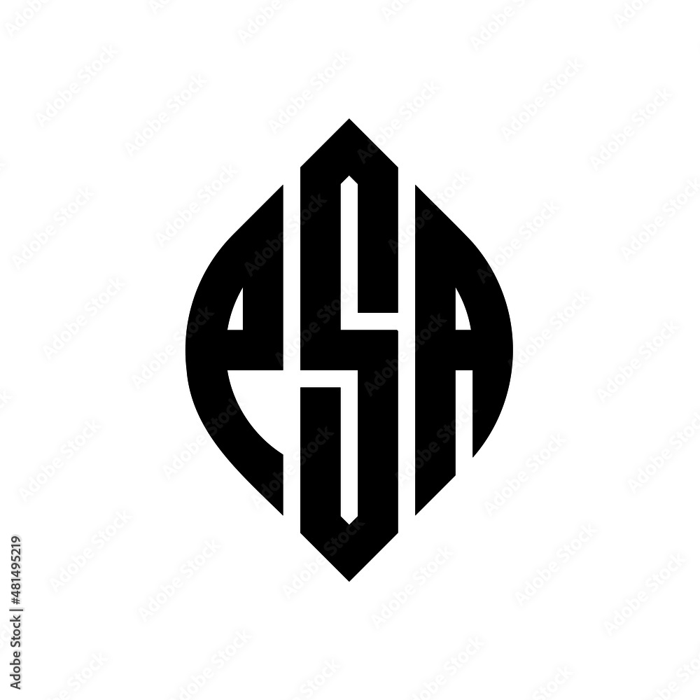 PSA circle letter logo design with circle and ellipse shape. PSA ...