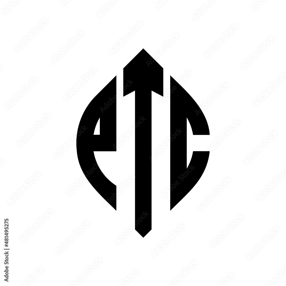 PTC circle letter logo design with circle and ellipse shape. PTC ...