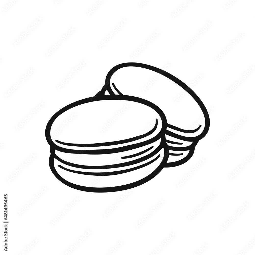 Black 2 sweet macaroons line icon. Simple sweetness flat design ...