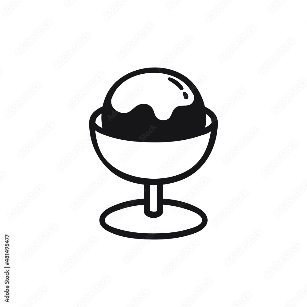 Black single gelato bowl icon. Simple modern refreshment flat design ...