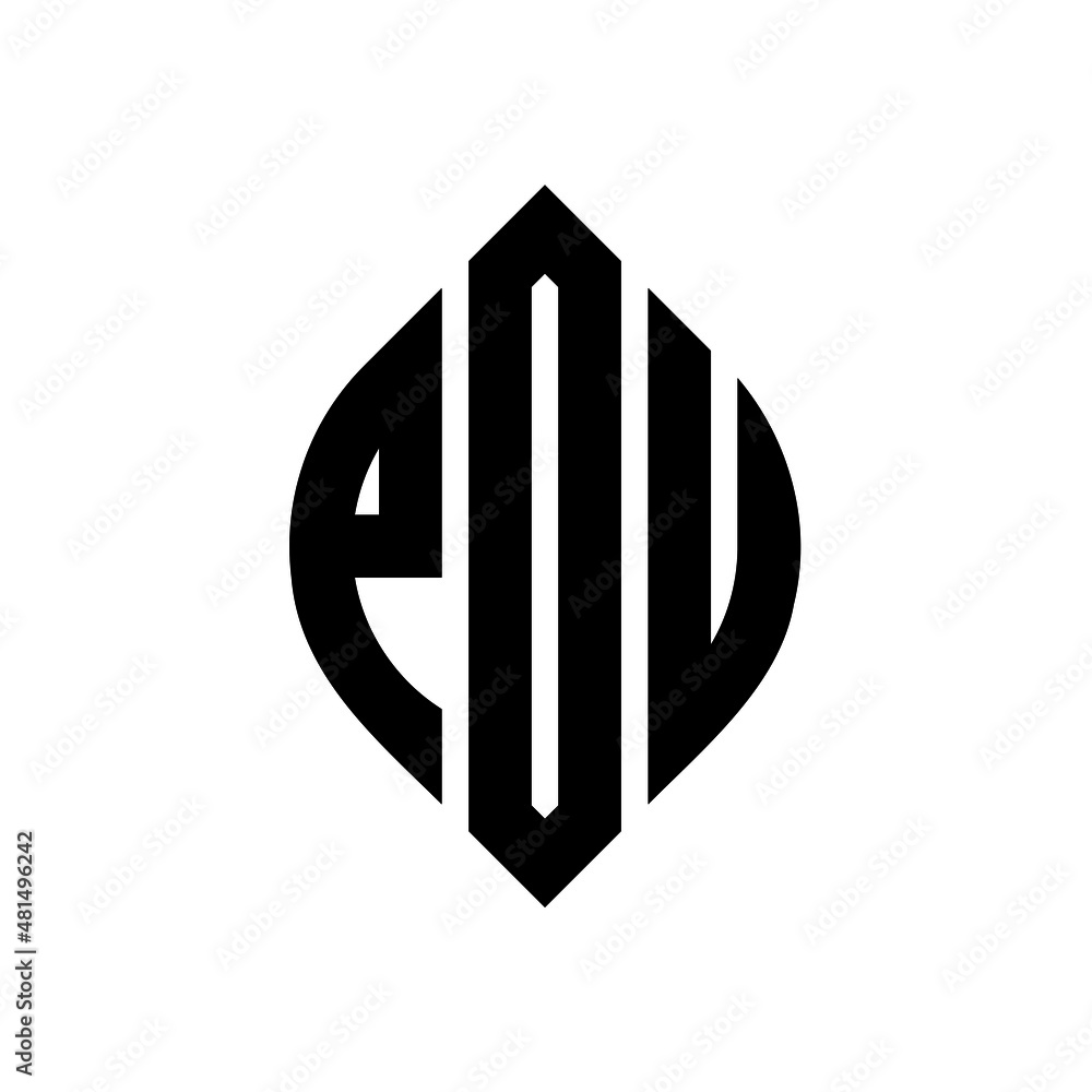 POU circle letter logo design with circle and ellipse shape. POU ...