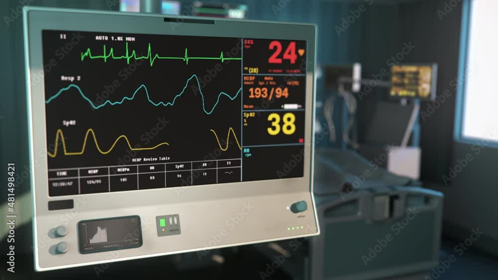 Health monitor is showing the condition of the dying patient at the ...