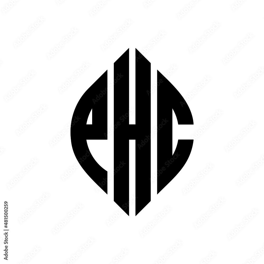 PHC circle letter logo design with circle and ellipse shape. PHC ...