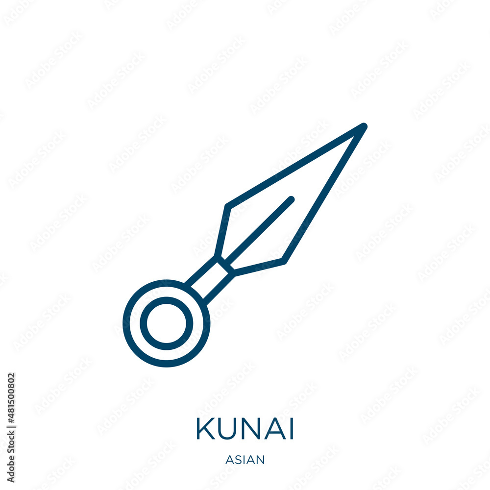 Vettoriale Stock kunai icon from asian collection. Thin linear kunai, ninja, blade outline icon ...