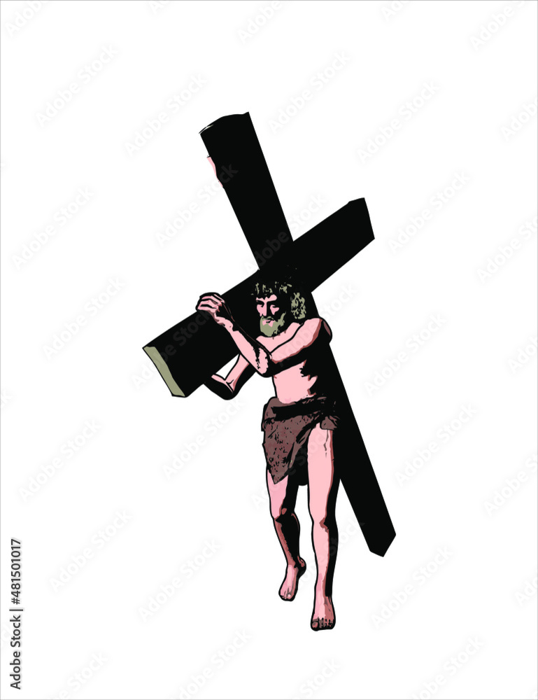 Jesus Christ carrying the cross Vector illustration Stock Vector ...