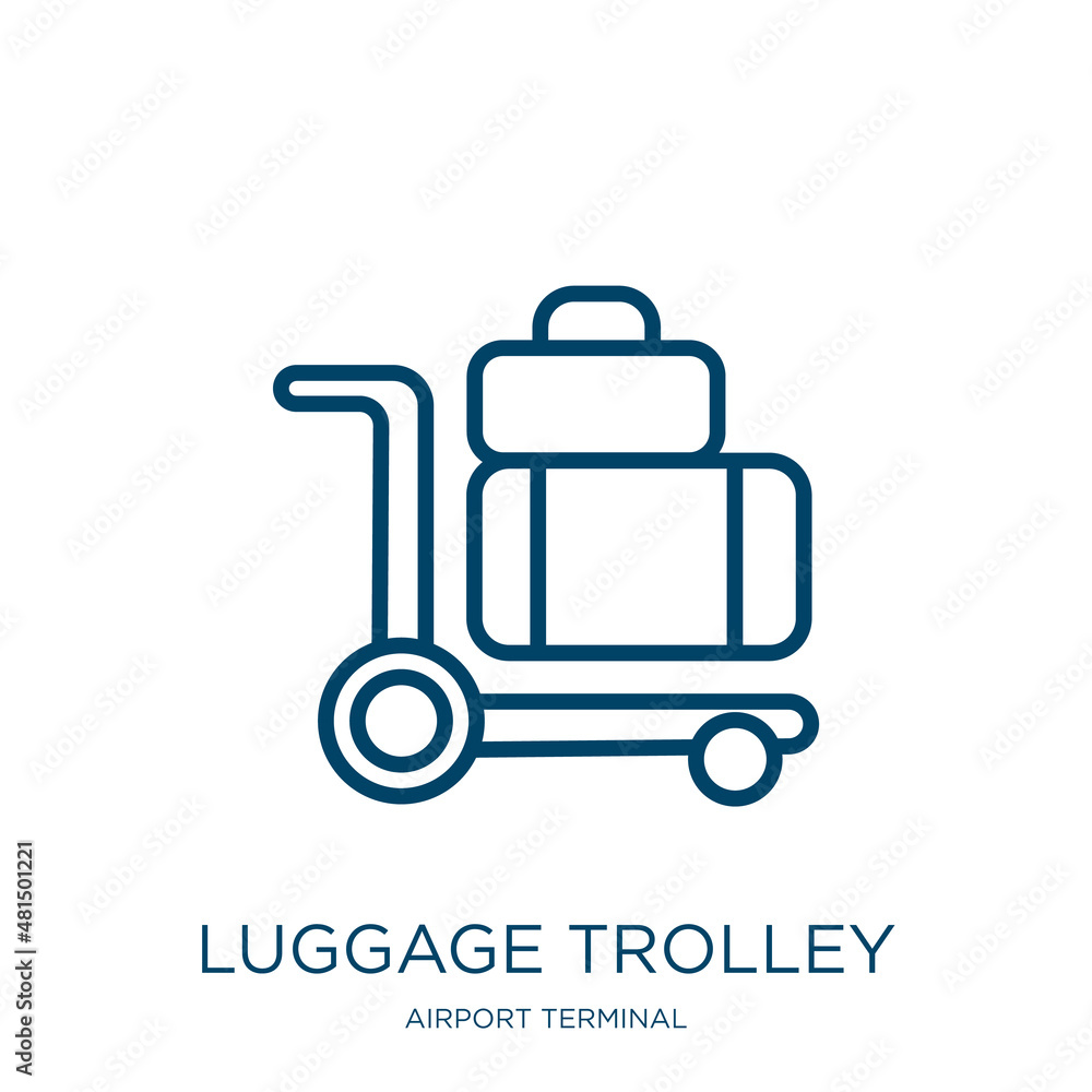 luggage trolley icon from airport terminal collection. Thin linear ...