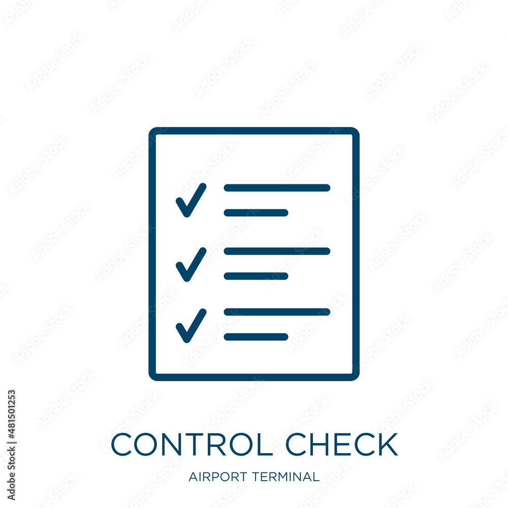 control check icon from airport terminal collection. Thin linear ...